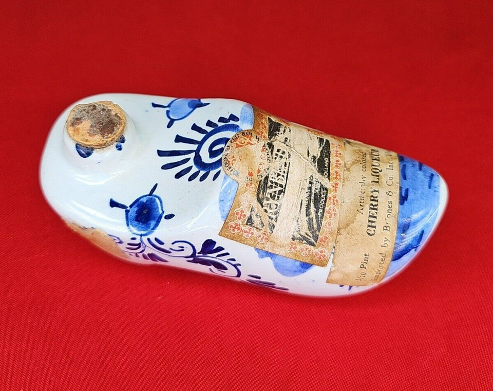 Vintage DELFT Clog Liqueur Bottle Shoe w/ Cork Blue RYNBENDE Distillery ...