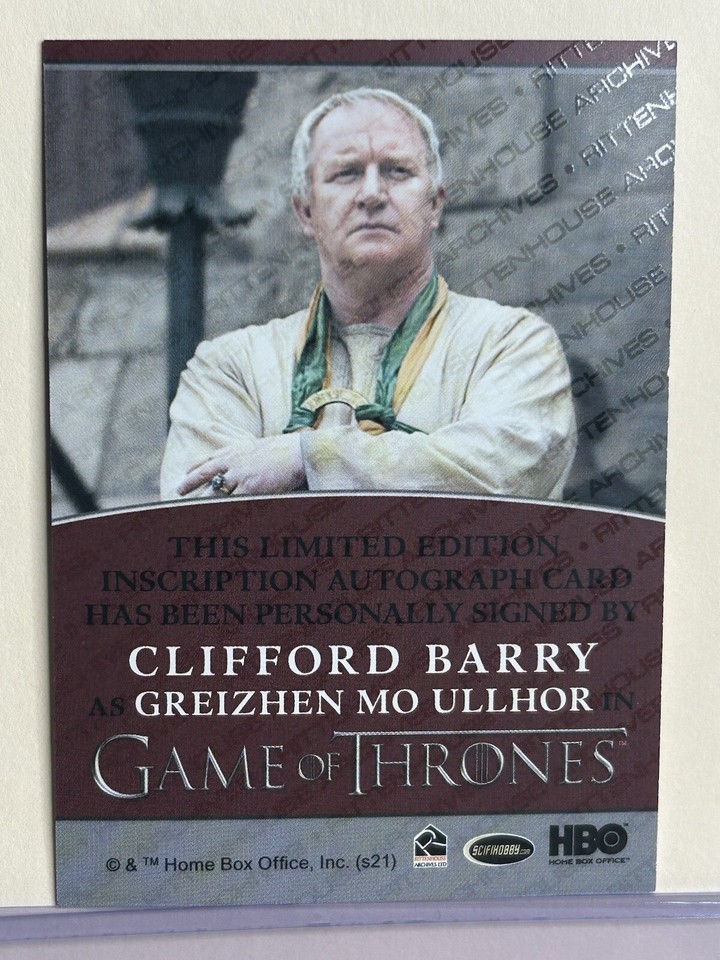 CLIFFORD BARRY "DRAGONS ARE REAL!" INSCRIPTION Auto - Game of Thrones🔥 ...