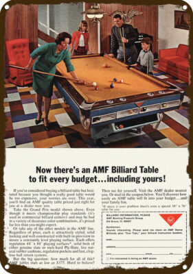 1965 AMF GRAND PRIX Billiards Pool Table Vntg-Look DECORATIVE REPLICA ...