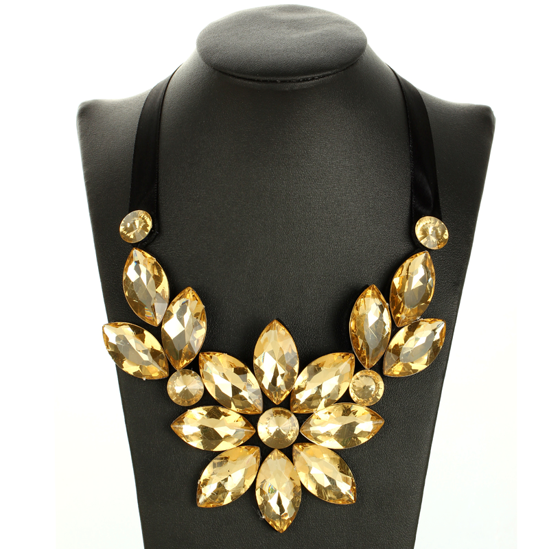 Collier Stoff Band Strass Kette Stoffkette gold champagner Halskette ...