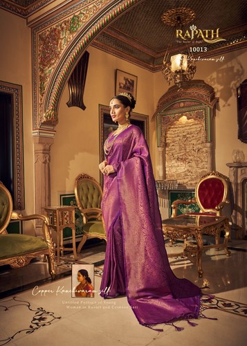 Wonderful Copper Zari Weaved Rani pink Silk Saree With Blouse | eBay