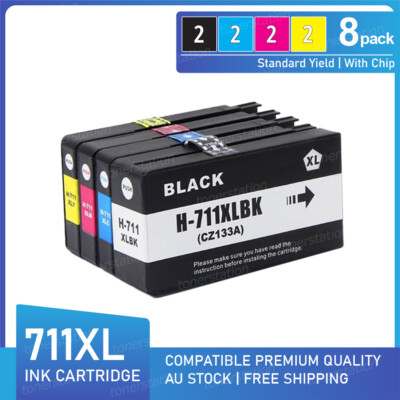 8x Compatible Ink 711XL for HP Designjet T100 T120 T125 T130 T520 T525 ...