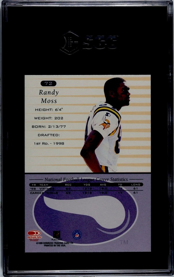 1999 Donruss #72 Randy Moss SGC 8.5 NM-MT+ | eBay