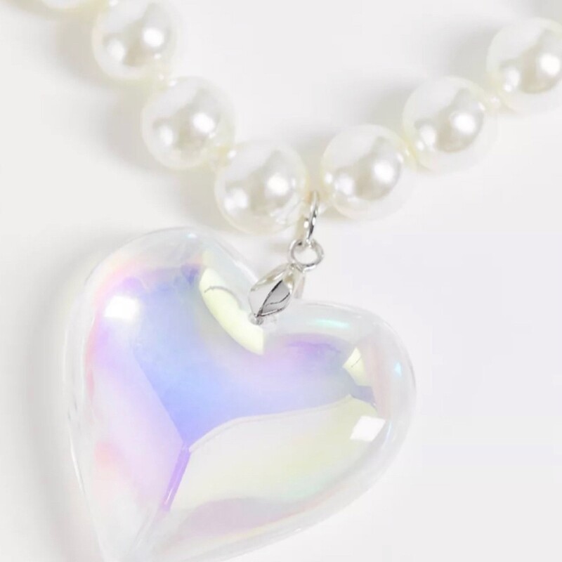 Clear Resin Heart Pendant Necklace for Womens Fashion Jewelry Necklace ...