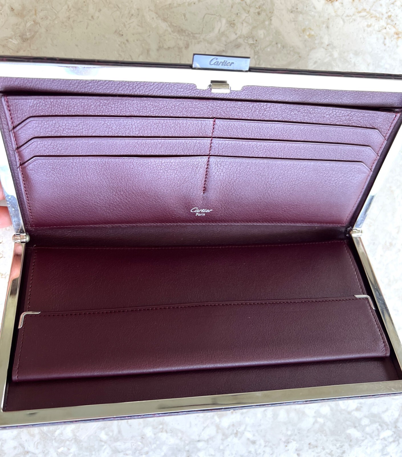 Stunning Cartier Crocodile Wallet Burgundy Red - Gem