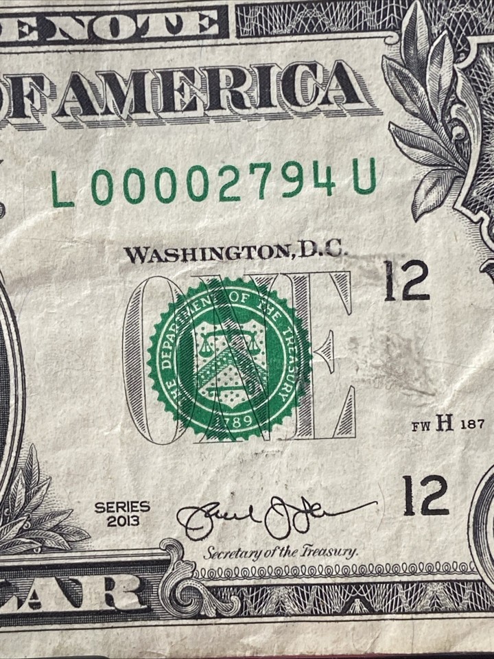 2 X $1 Dollar Bank Note 2013 And 2021 Very Low Serial Numbers. | eBay