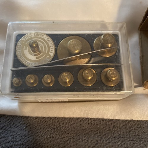 VINTAGE Curtin BRASS BALANCE SCALE WEIGHTS Original pkg 50 Gm To 10 Mg ...