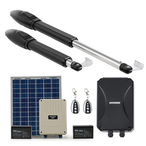 CO-Z Solar Powered Dual Swing Gate Opening System w 2 Remotes for 660lb ...