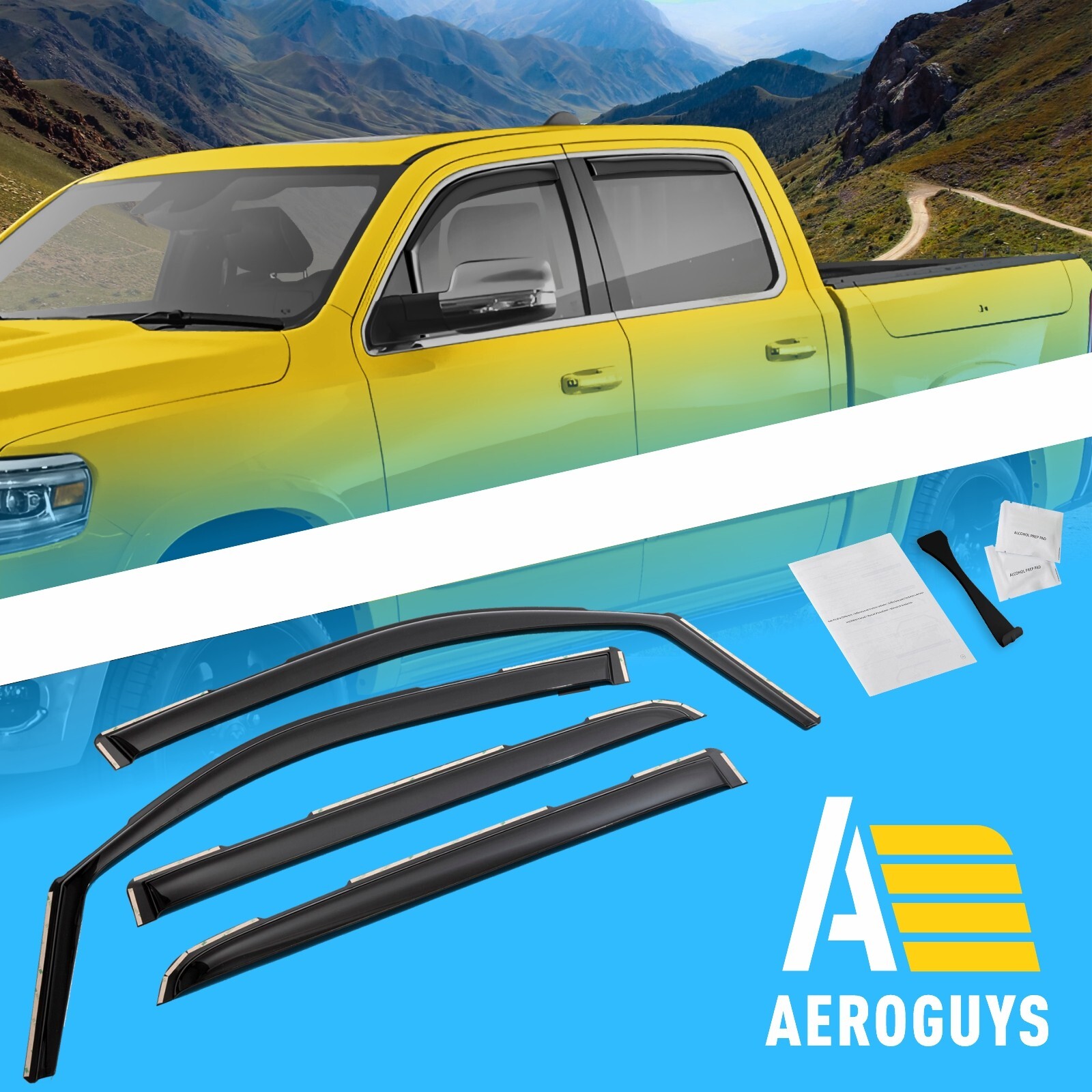 Side Window Deflectors Rain Guards for 2019-2026 Dodge Ram 1500 Crew ...
