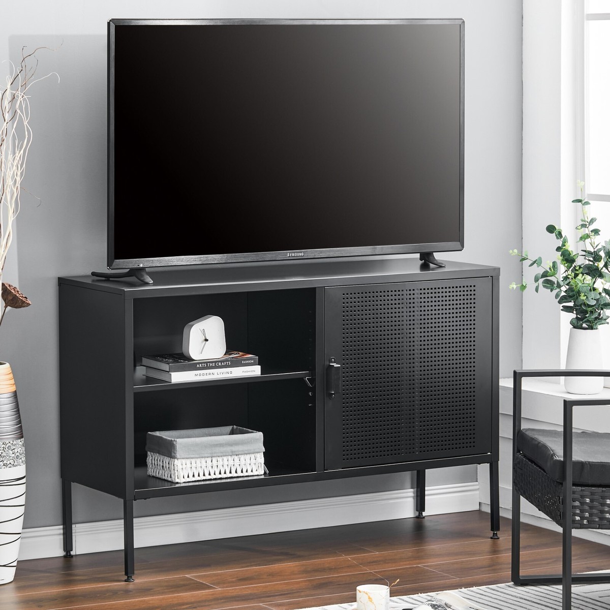 Modern Metal Entertainment Center WAMPAT Modern TV Stand For TVs Up To