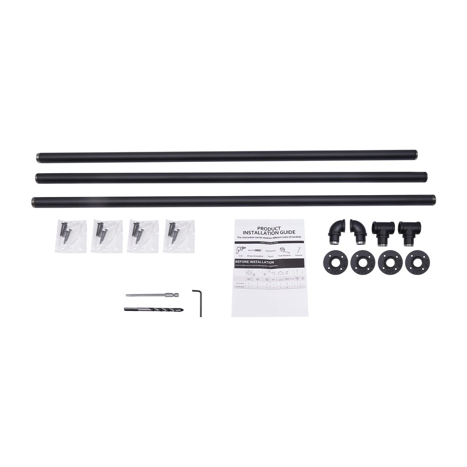 12FT Pipe Rail Grab Stair Handrail Staircase Banister Bathroom Bar Loft ...