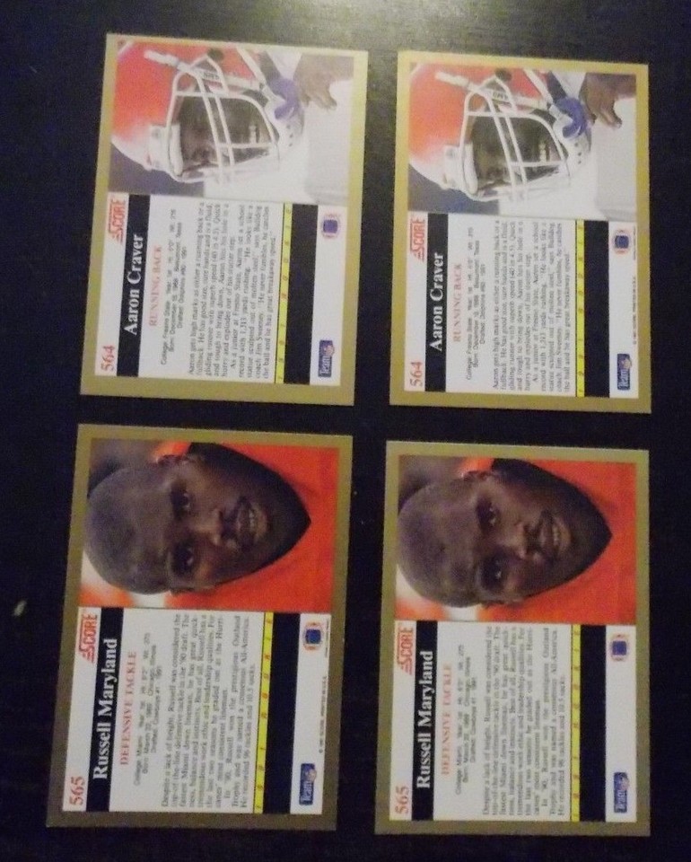 1991 Score Football Error and Corrected Lots Aaron Craver and Russell ...
