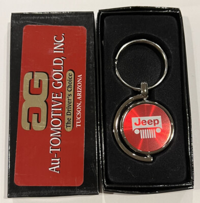 JEEP Logo Round Red & Silver Spinning Keychain | eBay