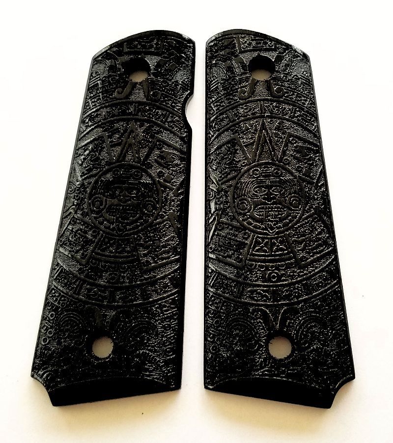 1911 full size custom engraved wood grips Aztec Calendar black | eBay