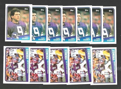 ( 19 ) 1988 Topps Minnesota Vikings Tommy Kramer Wade Wilson Cards | eBay