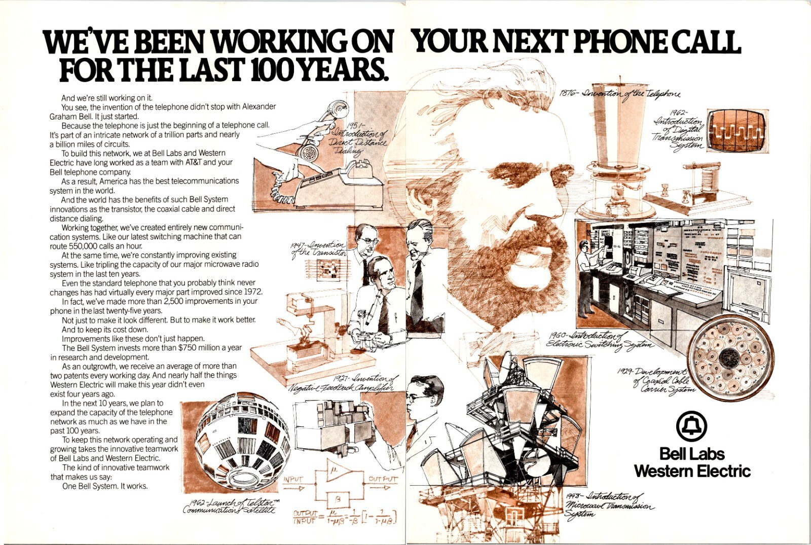 Bell Labs Western Electric Your next Phone Call 2 page Original Vintage ...