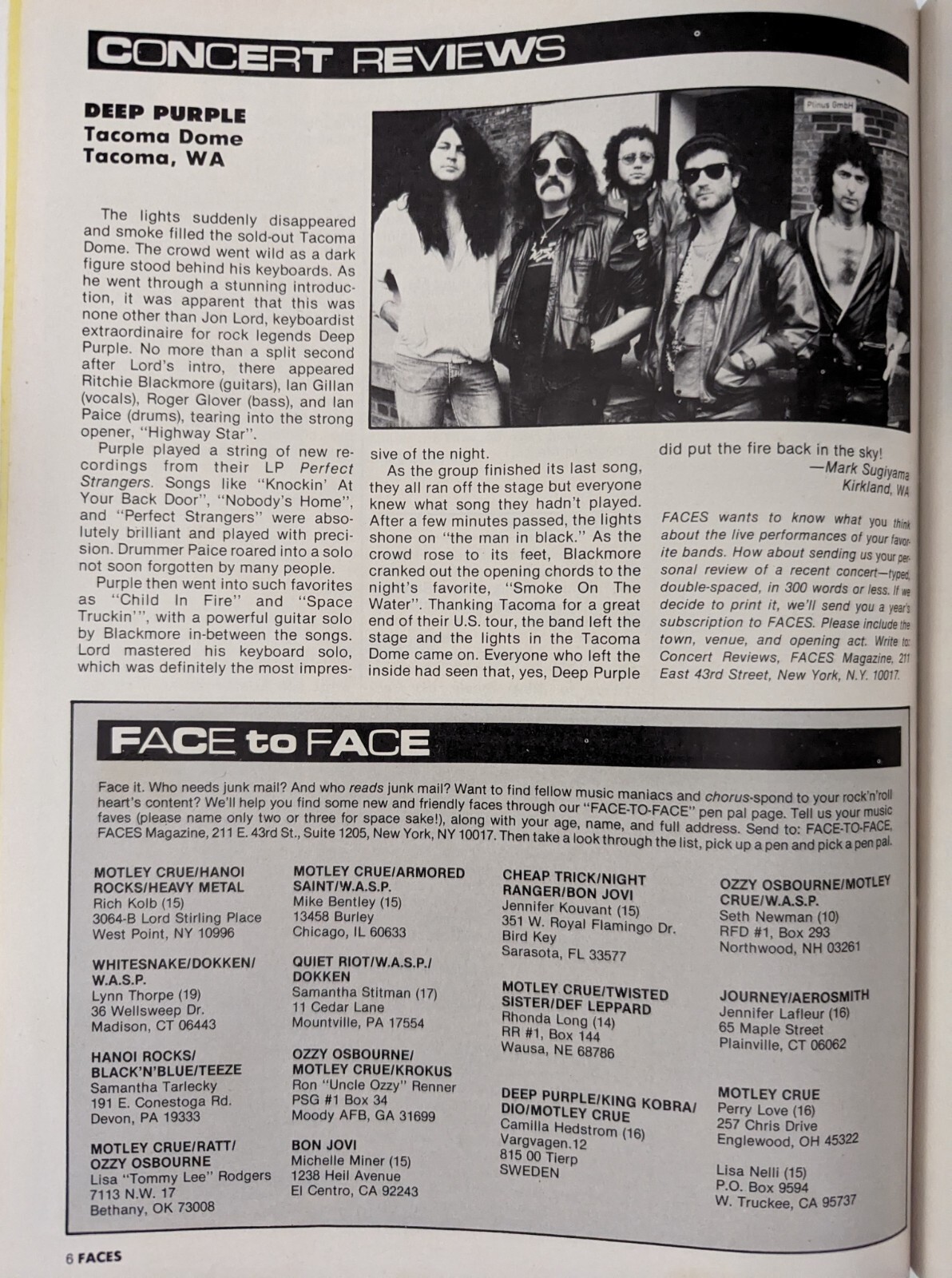 Faces Rocks Magazine February 1986 KISS, Ratt, Scorpions, Dio, Dire ...