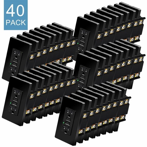 20 Amp GFCI Outlet Ground Fault Receptacle TR WR Commercial Grade Black ...