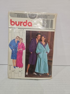 Burda 4710 Sewing Pattern Men's Misses Robes Size 14 -24 Women 36-46 ...
