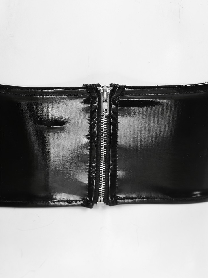 Sexy Womens Glossy Bra PVC Leather Underwired Tops Push Up Bralette ...