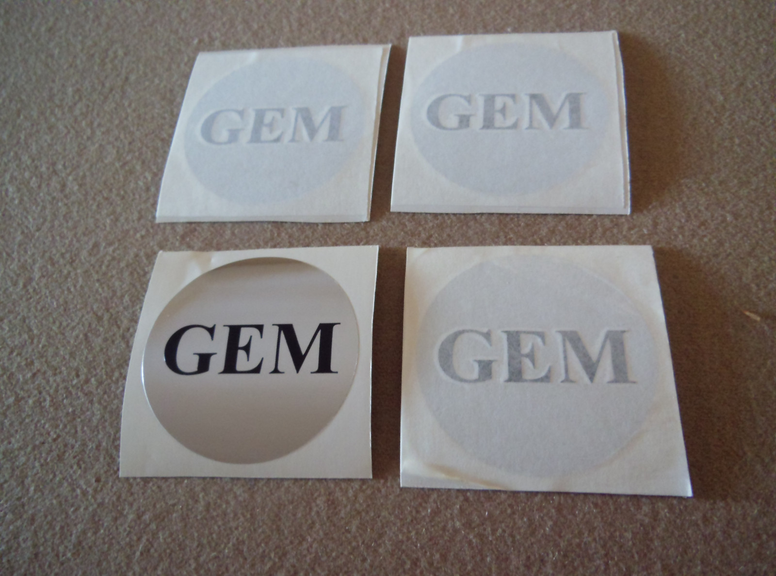 GEM car Decals for Hubcaps, for 10" GEM hubcap, Silver, Custom Repro ...