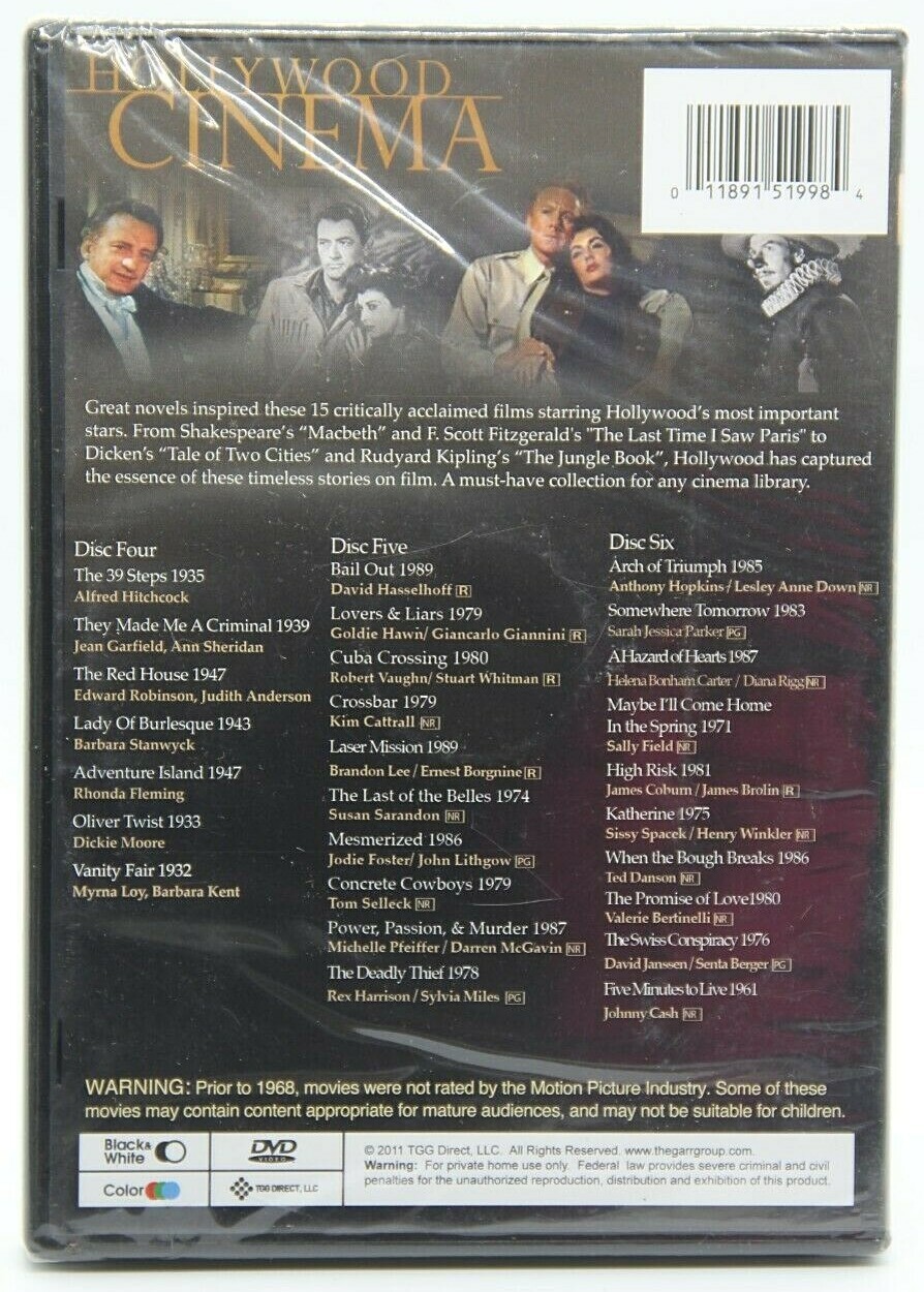 Hollywood Cinema (DVD, 1932-89, B&W and Color, TGG Direct, Disc 4-6, No ...