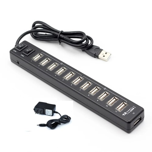 USB Hub 12 Port USB 2.0 Hub Multi Usb Splitter Switch with EU / US ...