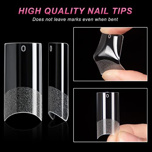 240PCS Clear Nail Tips Square Nail Tips 12 Sizes Soft Gel Nail Tips ...
