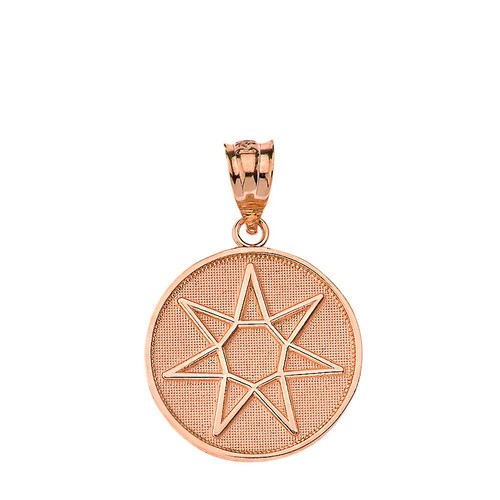 Gold Wiccan Heptagram Faery Star Circle Pendant Necklace(Yellow/Rose ...
