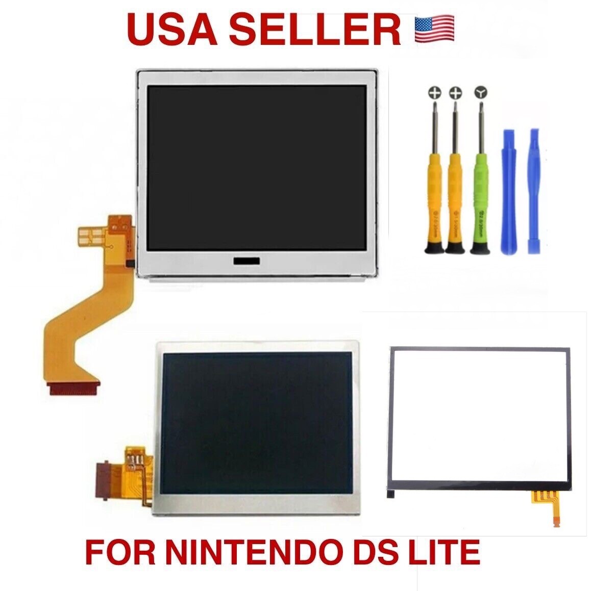 NEW Nintendo DS Lite Top & Bottom Lower LCD Screen Display Replacement ...