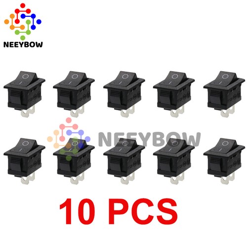 10PCS Mini Rocker Switch 2 Pin ON-OFF SPST 125VAC/6A 250VAC/3A 117S ...