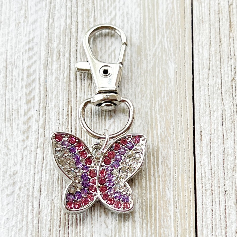 Butterfly Zipper Pull Keychain Charm with Rhinestones | eBay
