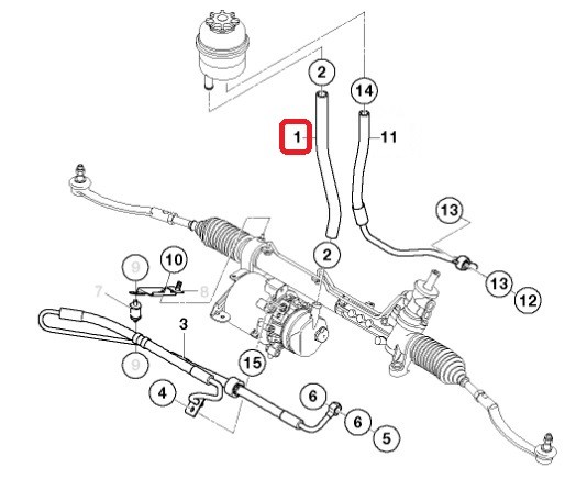 MINI BMW R50 R52 R53 Cooper One Power Steering Hose Container to Pump ...