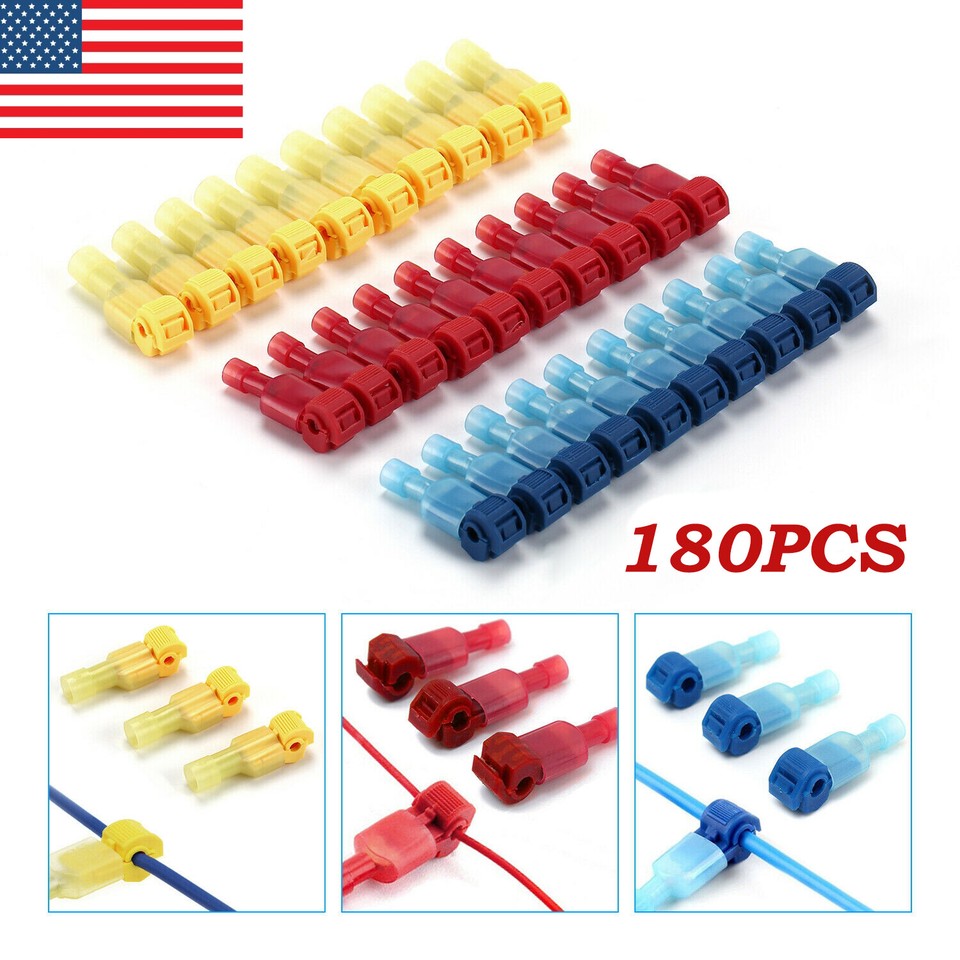 240/60Pcs T-Taps Wire Terminal Connectors Insulated 22-10 AWG Quick ...