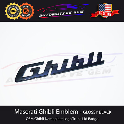 Maserati Ghibli Emblem Gloss Black Logo Trunk Lid Emblem Badge Sticker ...