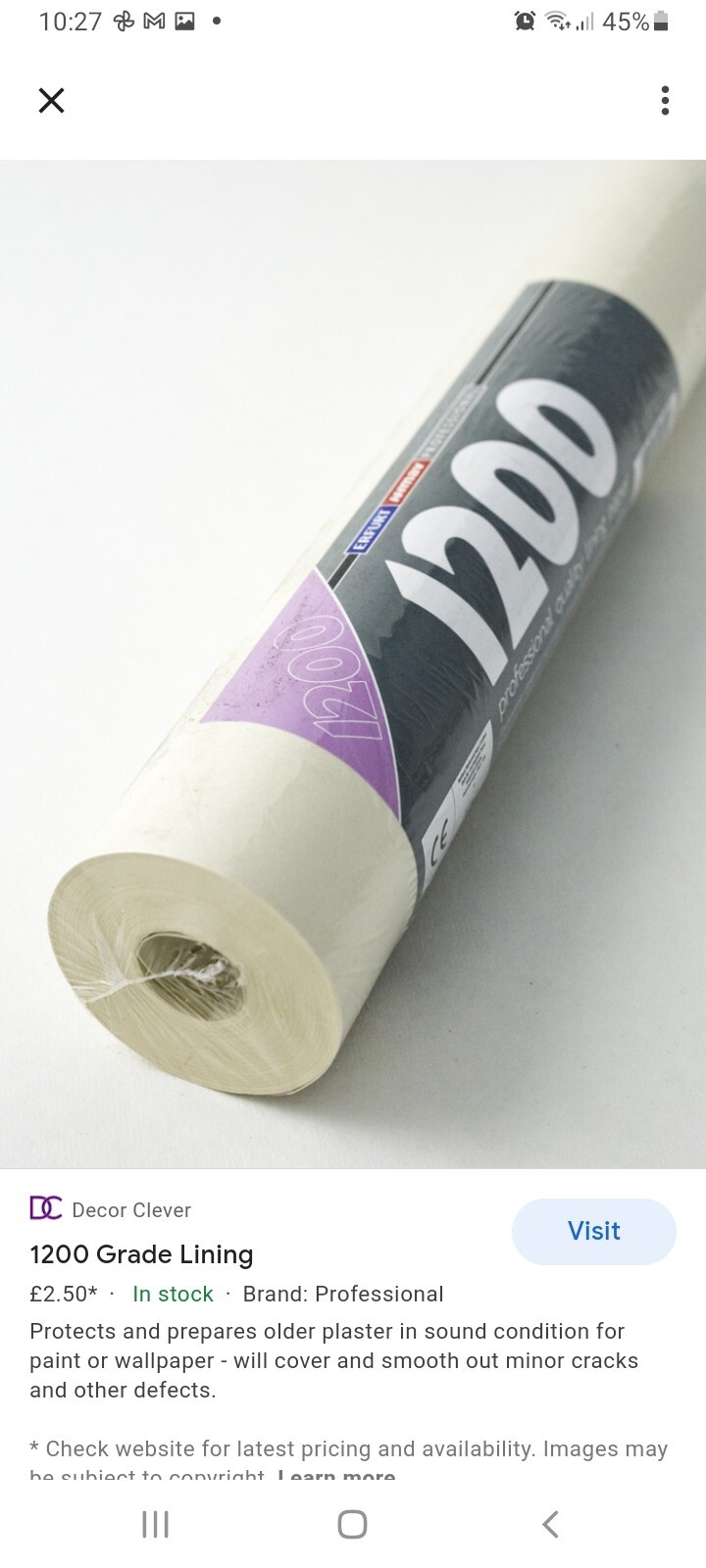 Erfurt Mav 1200 Grade 10 Meter Lining Paper for sale online | eBay UK