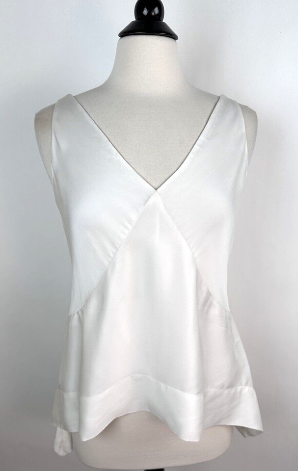 NWT Banana Republic Rosella V-neck Tank X-SMALL XS White Lined ...