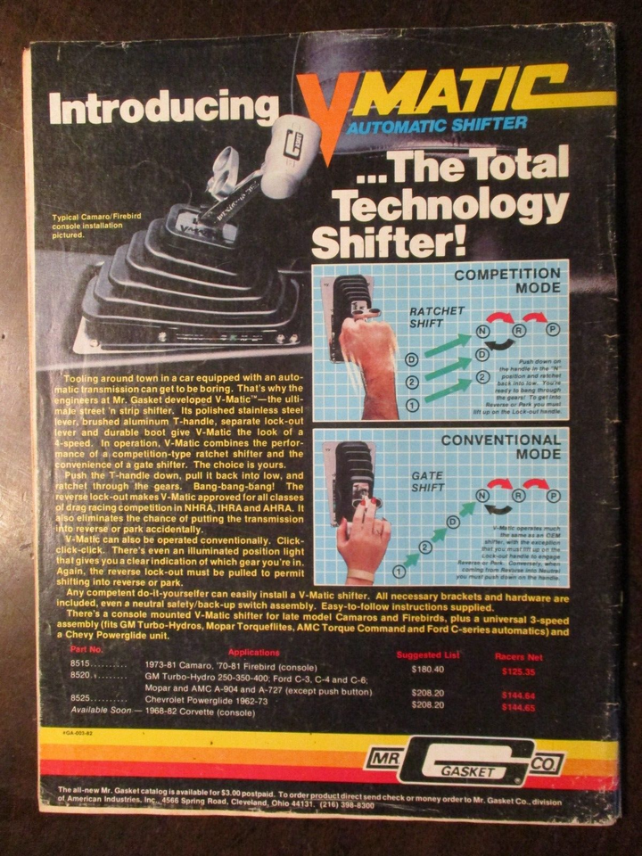 HIGH PERFORMANCE CARS MAGAZINE APRIL 1982 OLDMOBILE ROCKET V8 427 VETTE ...