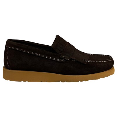 ICON LAB Shoe 2100 Slip On With Fringe 100% Suede Oiled Colour Burnt | eBay