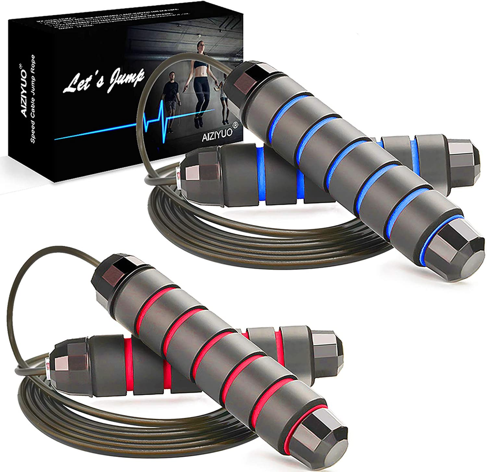 Jump Rope, Ball Bearings Tangle-Free Rapid Speed Cable Skipping Rope ...