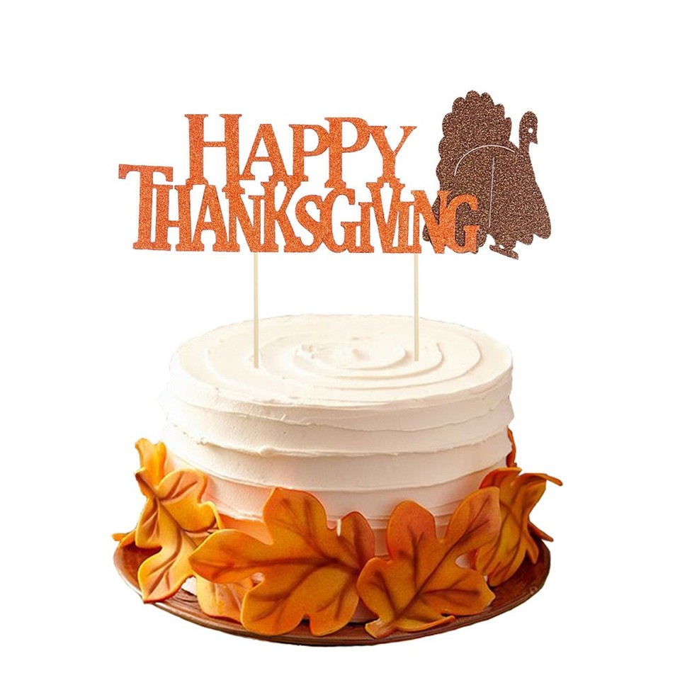 5 Pcs Thanksgiving Cake Decorations Cupcake Topper Happy Pick Picks ...