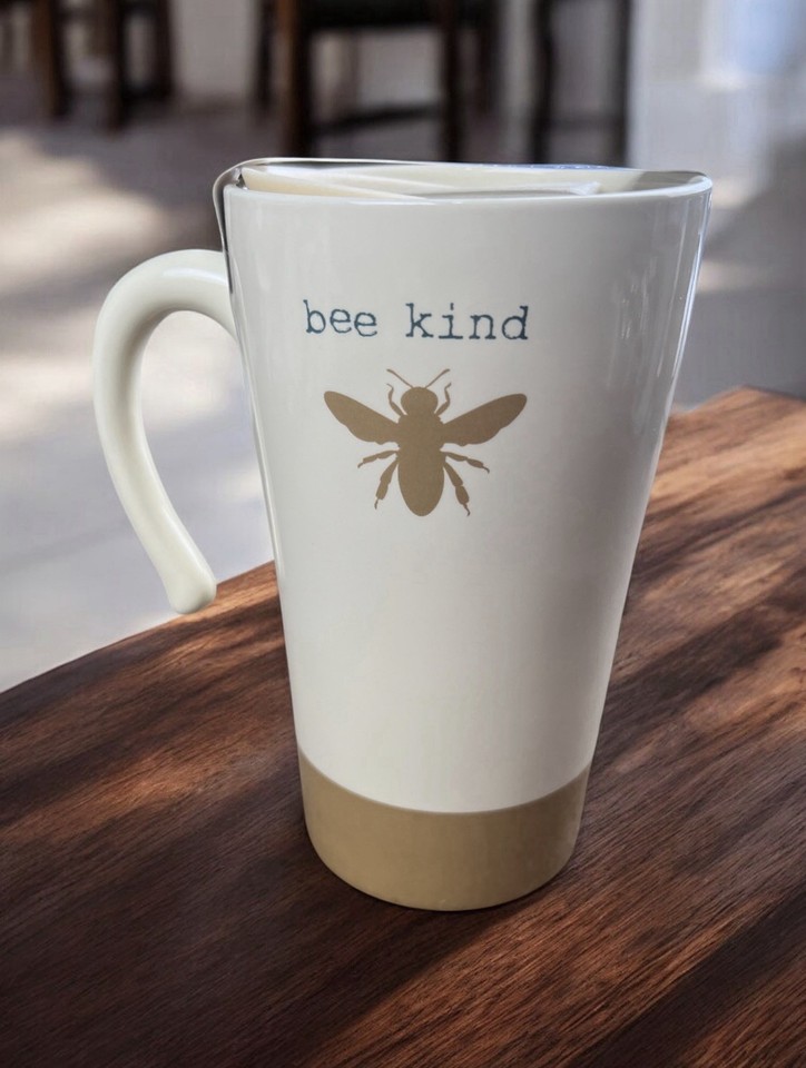Home Essentials Bee Kind Travel Mug 16oz Ceramic Coffee Cup w/ Lid ...
