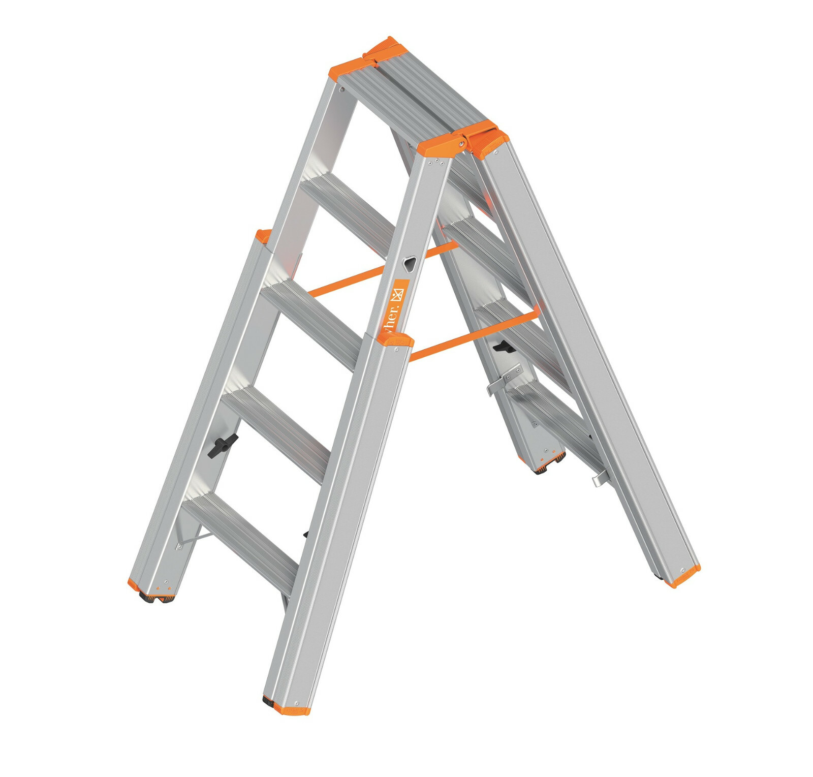 Layher Aluminium Stufen-Treppenstehleiter 1062 Treppenhausleiter TRBS ...