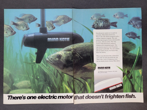 Minn Kota Electric Trolling Motor-Underwater-Fish-2 Pages-Vintage Print ...