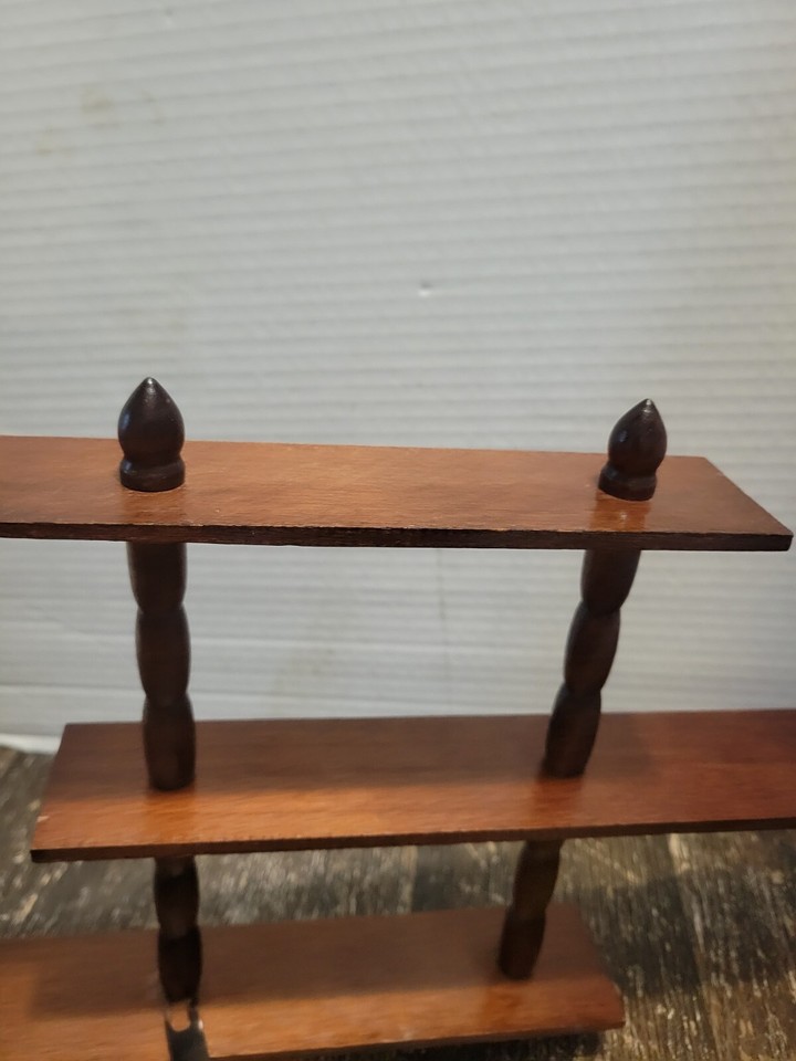 Vintage Wood Knick Knack spindle Shelf 3 Tier 4 Shelf Wall Mount 9" x ...