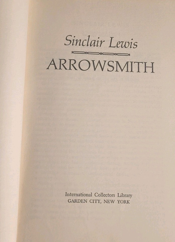 Arrowsmith Sinclair Lewis Historical Literary Fiction Scientific Novel Hardcover | eBay