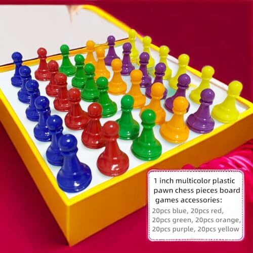 LCPQMZGH 120 PCS 1 INCH Plastic Pawn Chess Pieces Multicolor Board ...