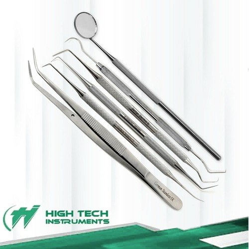 Dental Scaler Pick Stainless Steel Tools with Inspection Mirror Set 6 ...