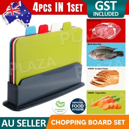 Coloured Chopping Board Set Cutting Boards Index With Stand Holder ...