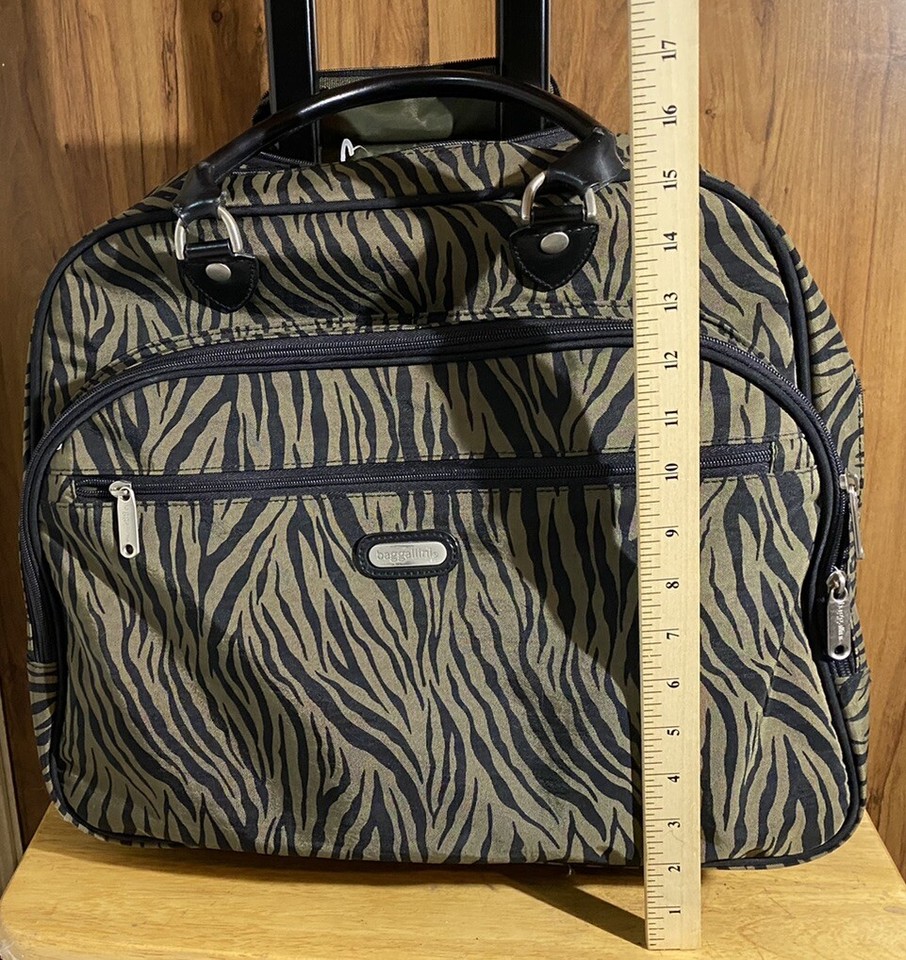 Baggallini Rolling Small Carry-on Bag Olive Green Zebra Print + Coin ...